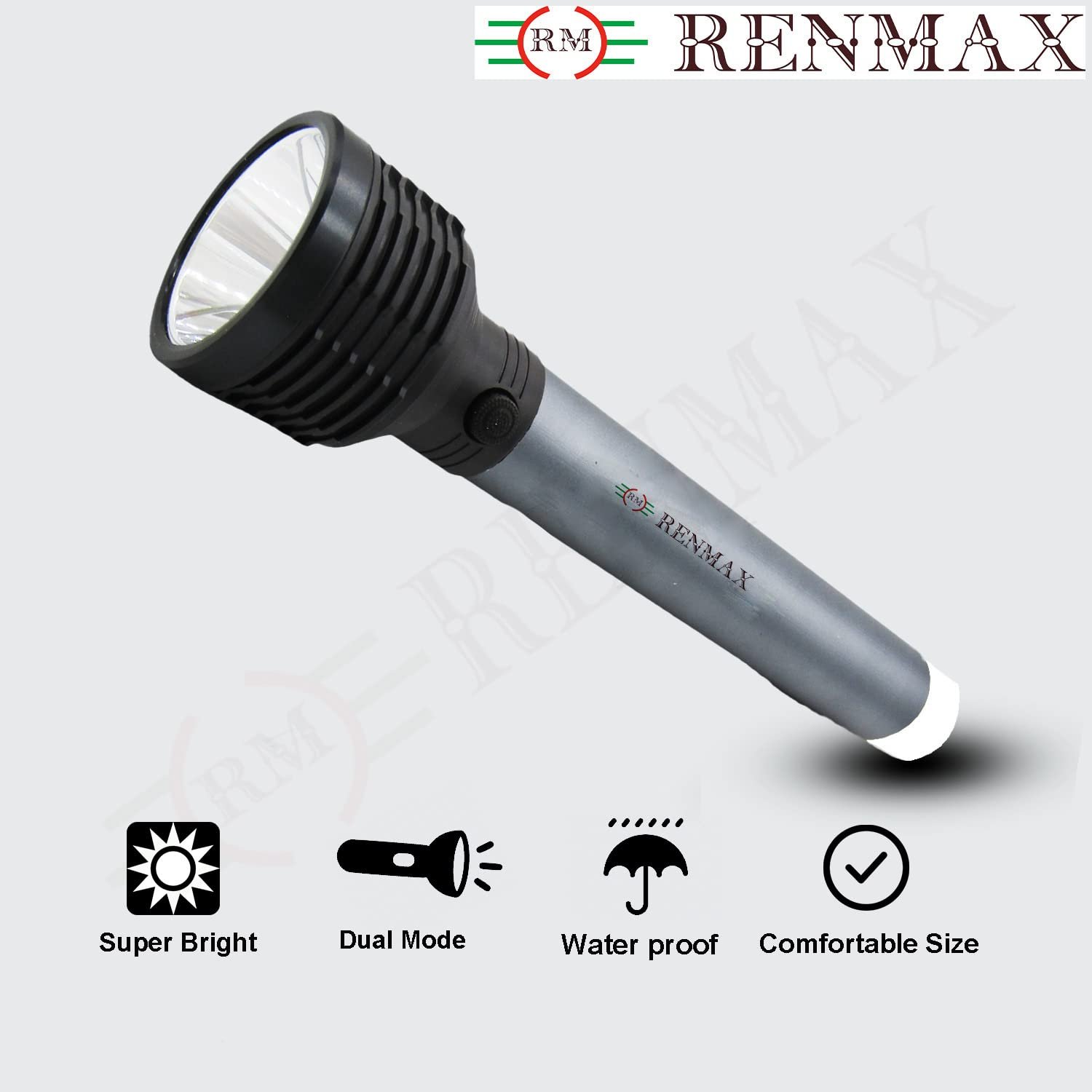 RENMAX LED Laser Flashlight Long Beam & Tail Light Rechargeable Water ...