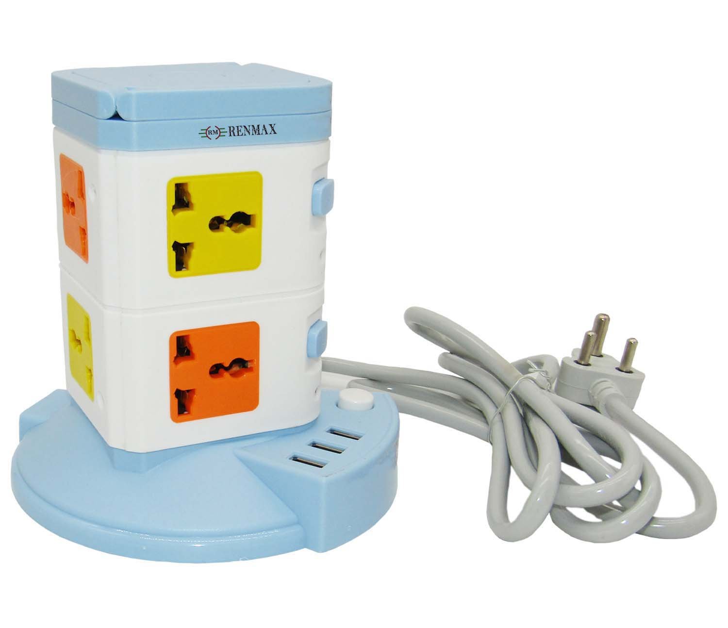 RENMAX Power Extension Board with USB Port Universal Socket 2 mtr Cord ...